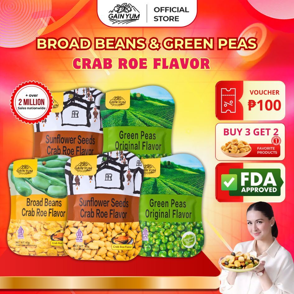 Snack broad beans crab roe flavor GAIN YUM, sunflower seeds peas with ...