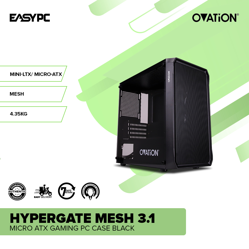 EasyPC | Ovation Hypergate Mesh 3.1 Micro ATX Gaming PC Case Black ...
