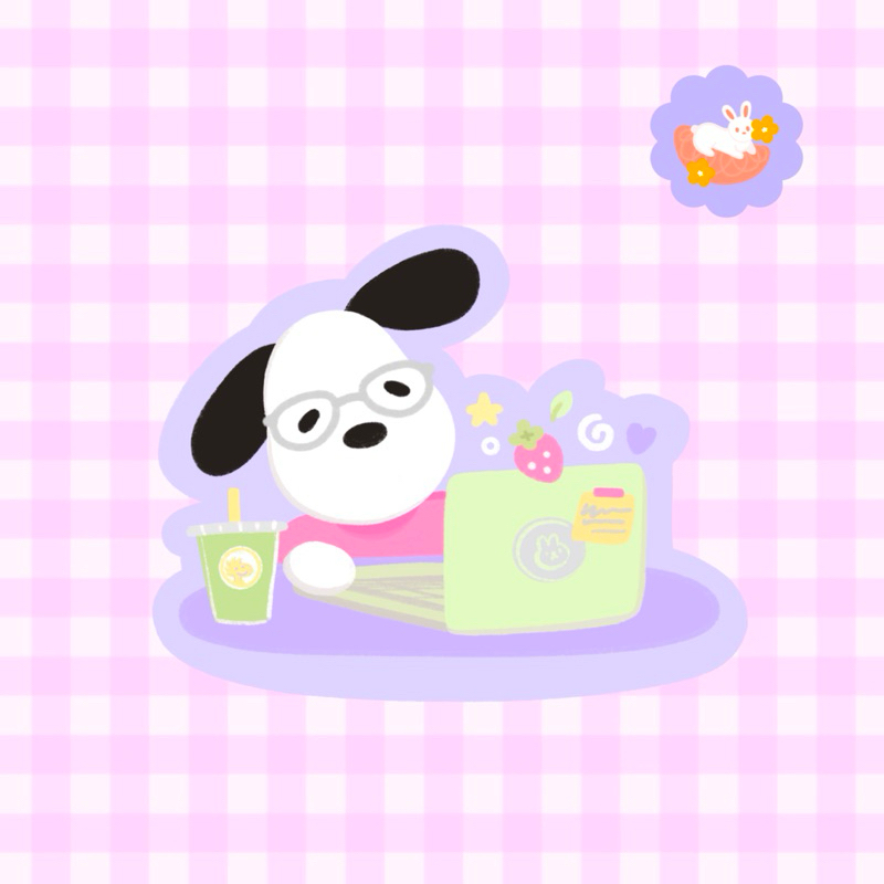 Snoopy w/ Matcha & Laptop (Fan Art) Waterproof Vinyl Sticker | pomelo ...