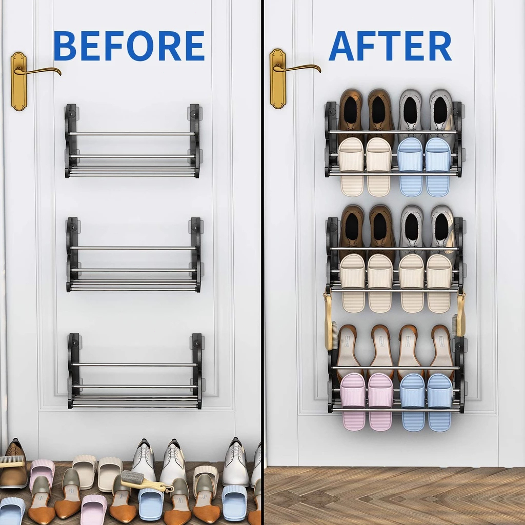Door Back Shoe Rack Kitchen Bathroom Multifunction Racks Wall Mounted ...