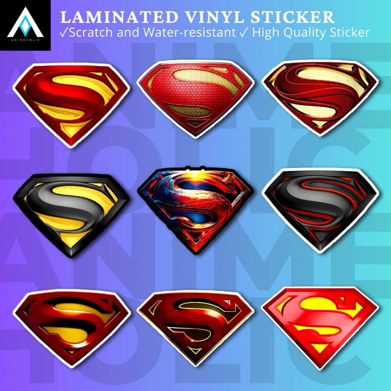 SUPERMAN LOGO STICKERS SUPERHEROUS DC COMICS LAMINATED VINYL STICKERS ...