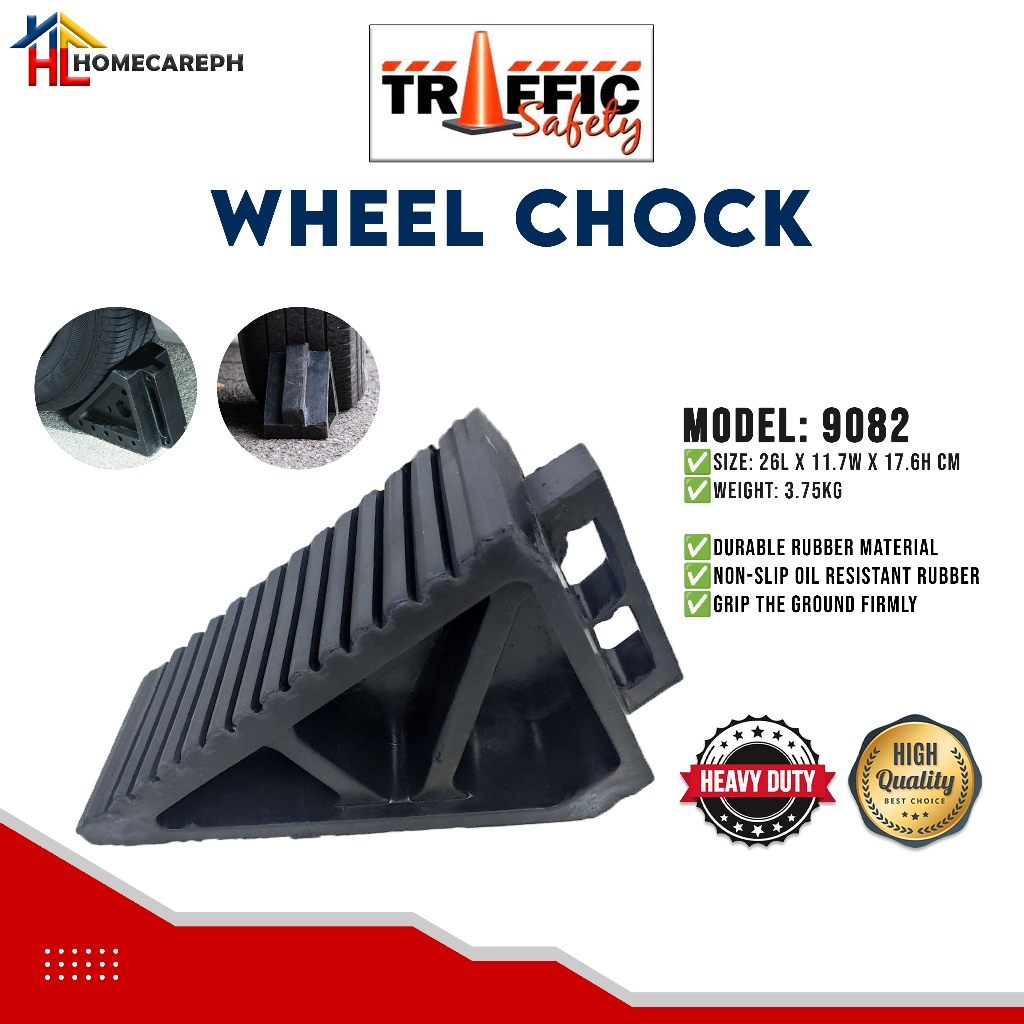 Traffic Safety Rubber Wheel Chock Large 9082 3.75kg 1pc | Shopee ...