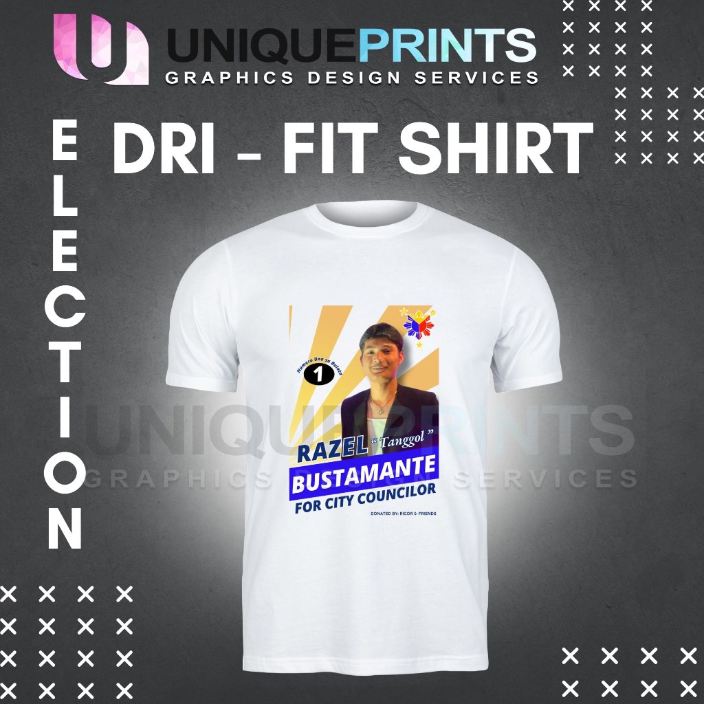 100 CUSTOMIZED DRIFIT WHITE ELECTION SHIRT (WITH A4 SIZE SUBLI PRINT ...