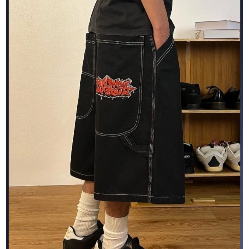 Wexwear Trendy Brand Vintage Baggy Jeans Shorts Men Harajuku Streetwear ...