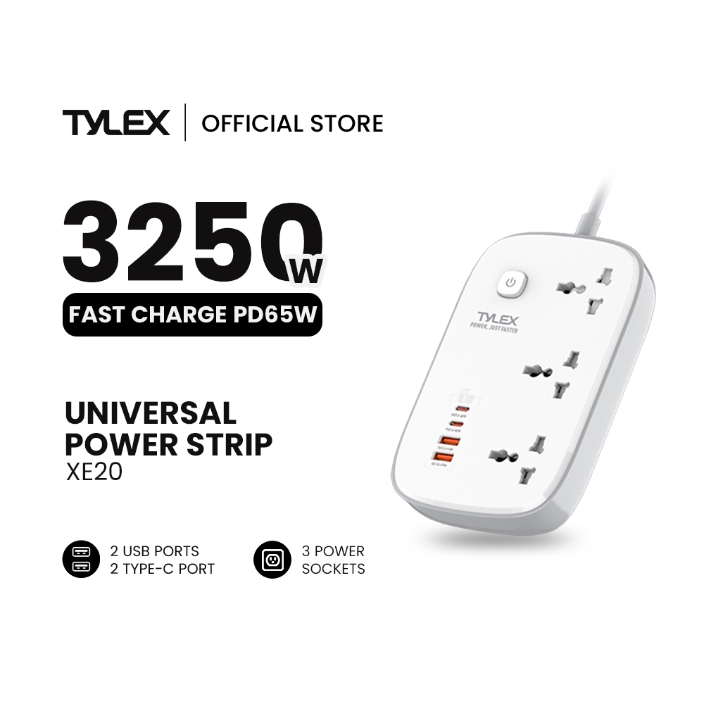 TYLEX XE20 Universal Power Strip Extension 3250W Super Power Socket ...