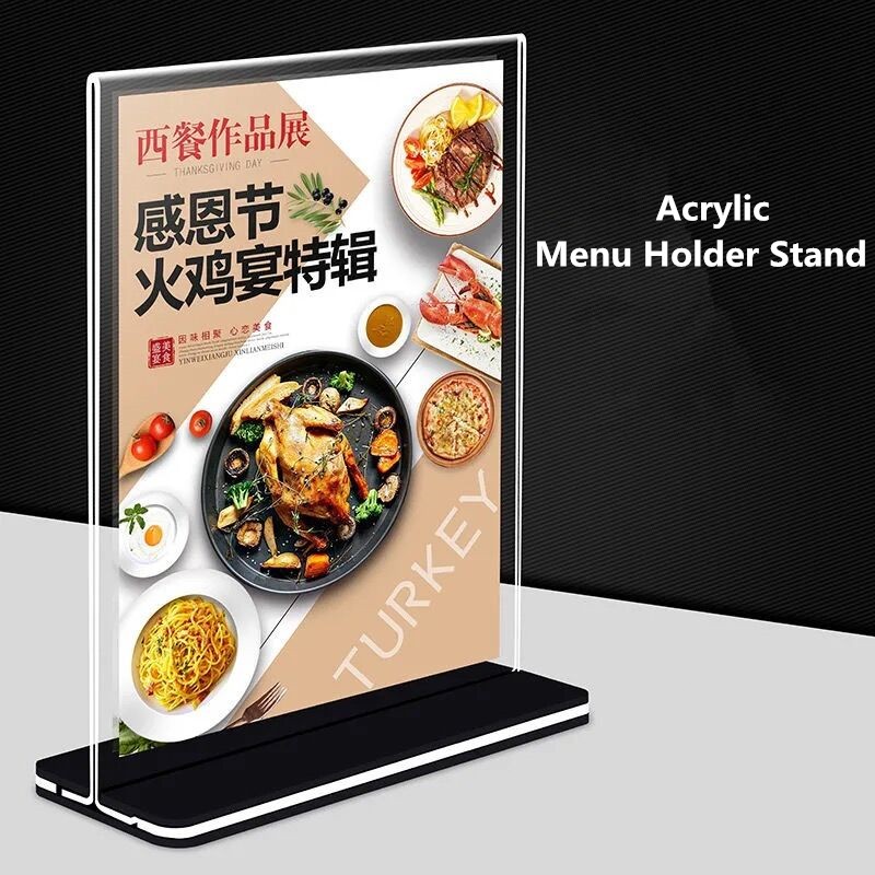 A4 A6 Acrylic Double Sided Menu Display Holder Clear Display Stand For ...