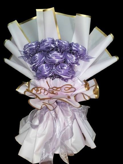 CUSTOMIZED BOUQUET FLOWERS - SATIN ROSE FLOWER BOUQUET | Shopee Philippines