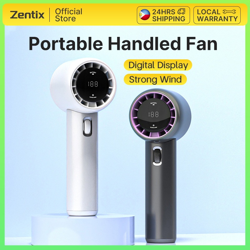 Zentix Handheld Jet Fan Strong Wind Speed Metal Body Digital Display ...