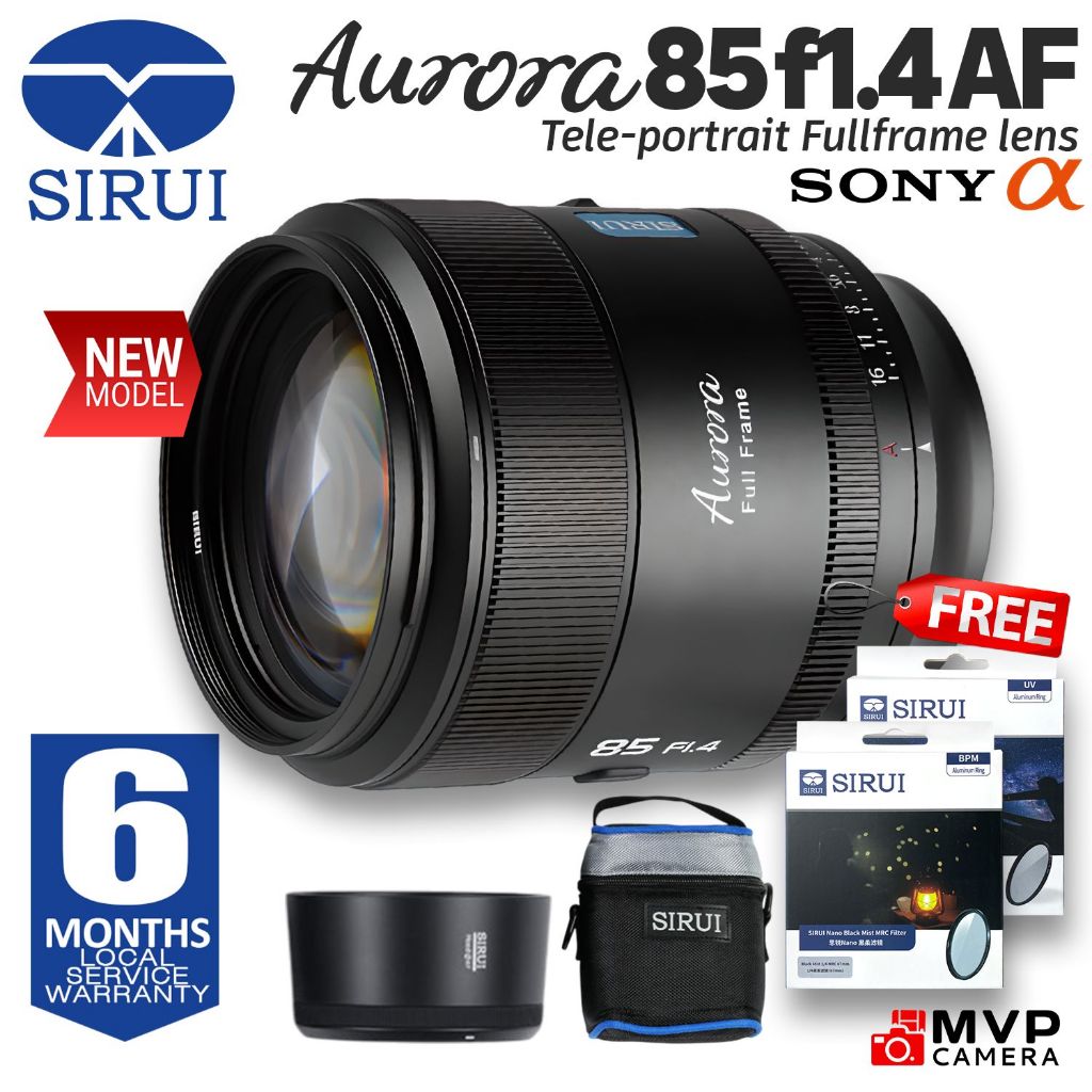 SIRUI AURORA 85mm F1.4 Full frame Autofocus Lens for SONY FE E-mount Emount MVP CAMERA | Shopee ...