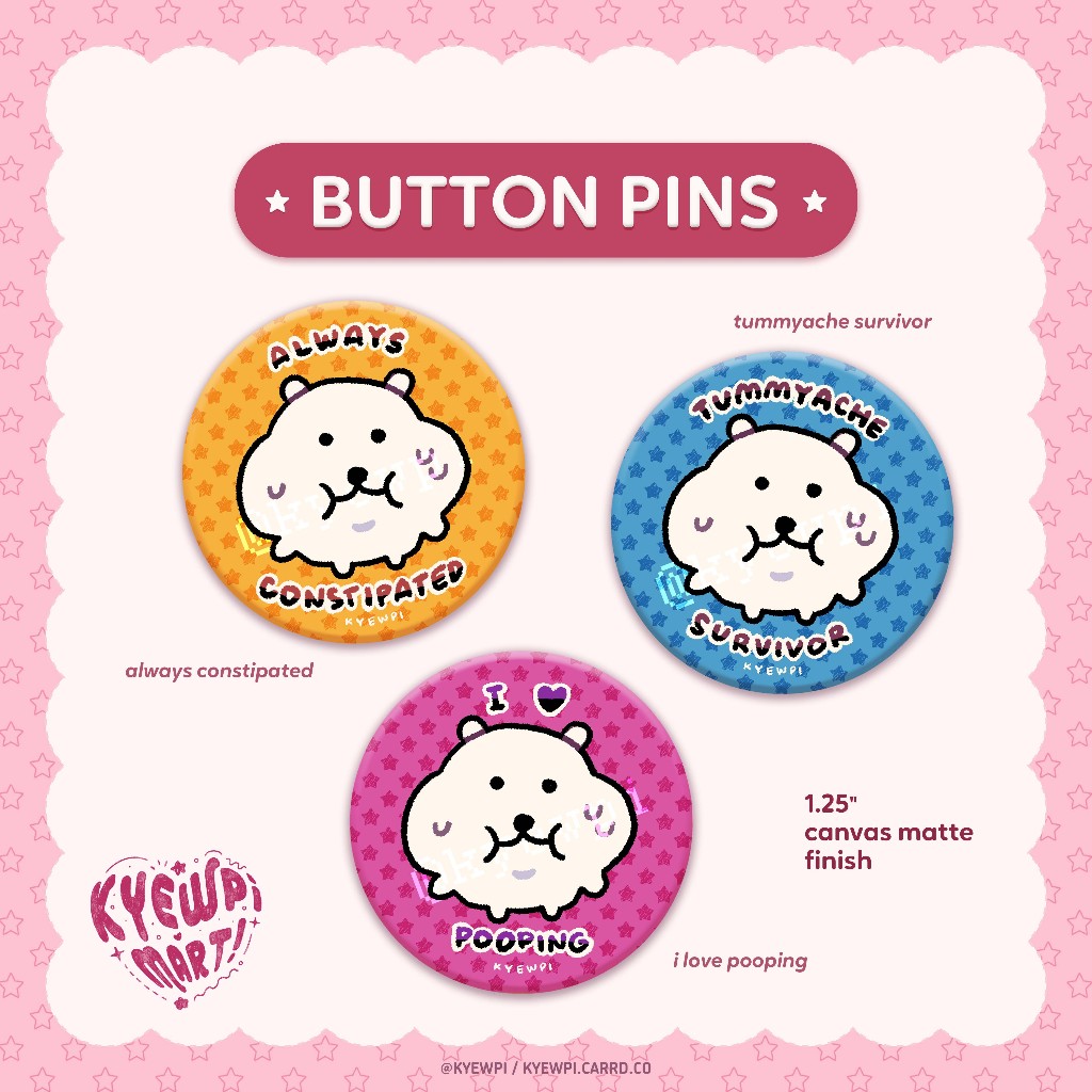 'Tummyache Survivor' 'I ♥︎ Pooping' & 'Always Constipated' Funny Mini ...