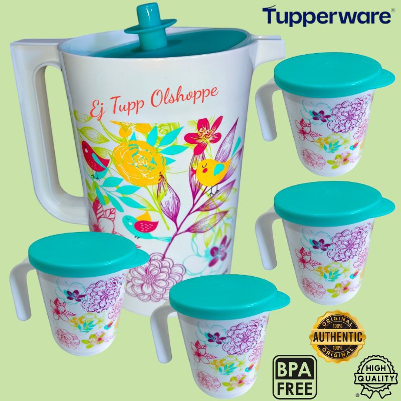 Tupperware Classic Flower Pitcher 2L & Ilumina Cups 450ml | Shopee ...