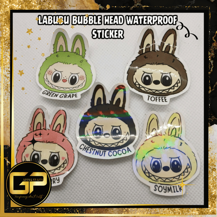Waterproof Labubu Bubble Heads with Character Name Vinyl Sticker [ per ...