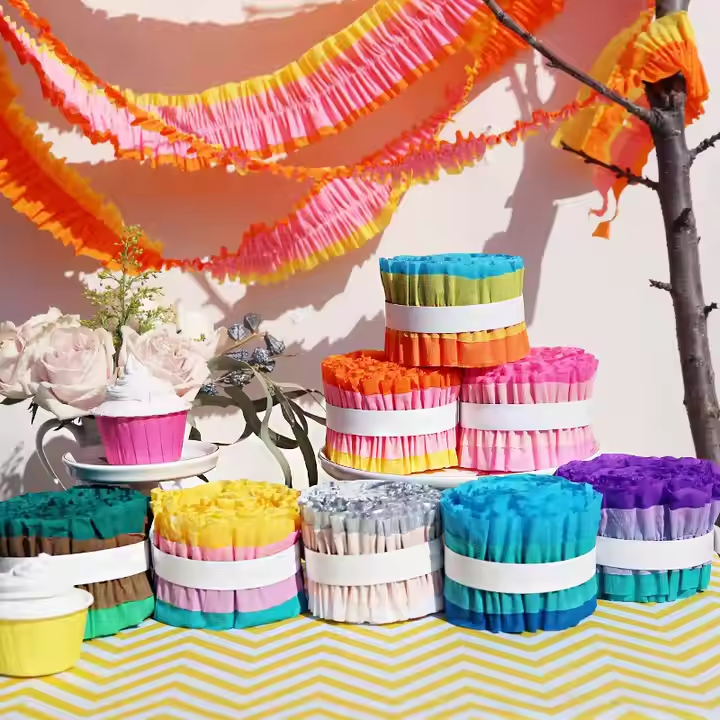Agar.Shop Crepe Paper Strips 2 Rolls 3mx7cm 6 Colors Streamer for ...