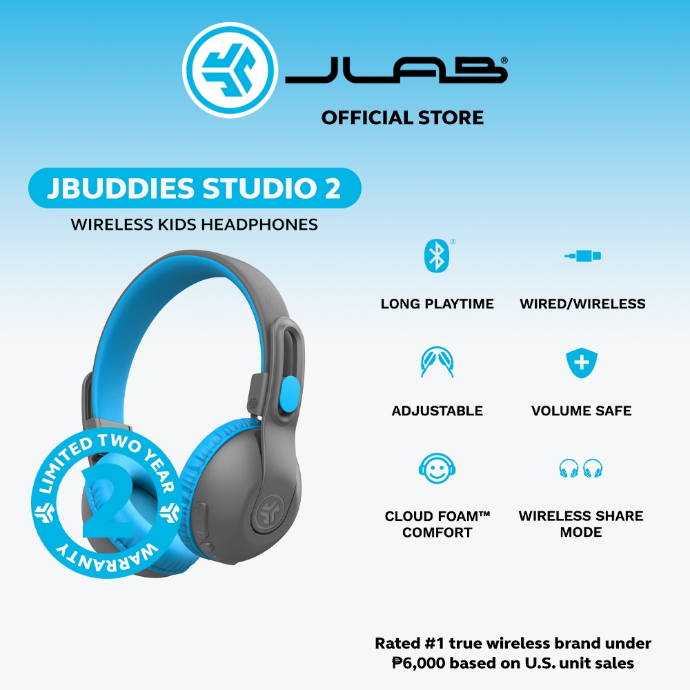 JLab JBuddies Studio 2 On-Ear Kids Wired Headphones Toddler Headphones ...