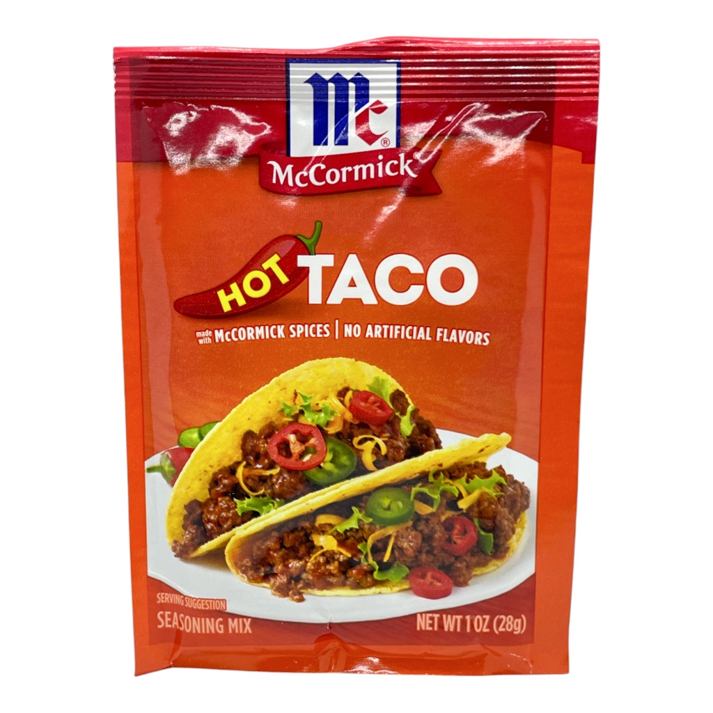 McCormick Hot Taco Seasoning Mix, Spicy Flavor, 1 oz (28 g), No ...