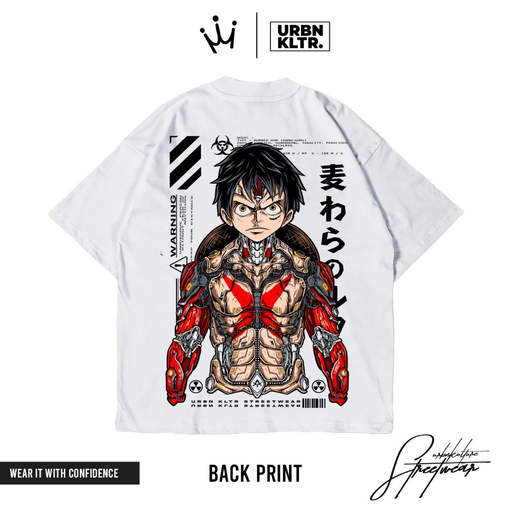 URBN x One Piece Luffy Cyborg Tee – Oversized White Shirt – Anime ...