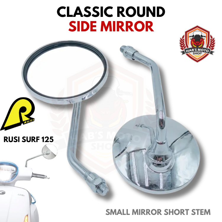 RUSI SURF 125 Classic Small Round Short Stem Side Mirror Stainless ...