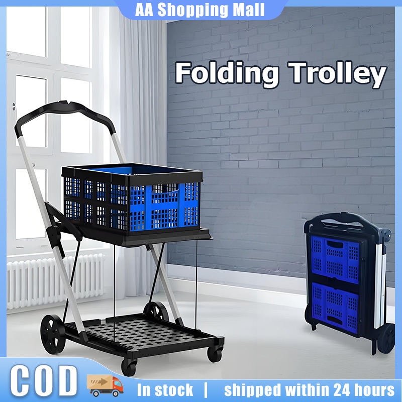 Trolley Cart Foldable Shopping Cart Mobile Trolley Portable Outdoor ...