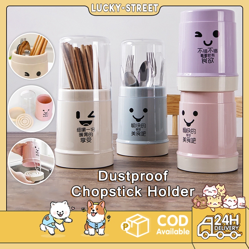 Dustproof Chopstick Holder with Cover Cylinder Detachable Flatware Rack ...