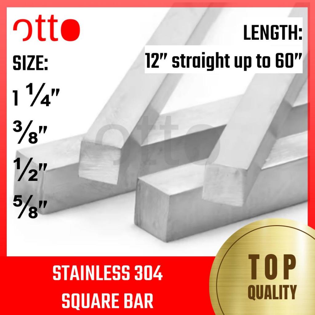 Stainless Steel 304 Square Bar 1/4" to 5/8" size x 12 inches length (up ...