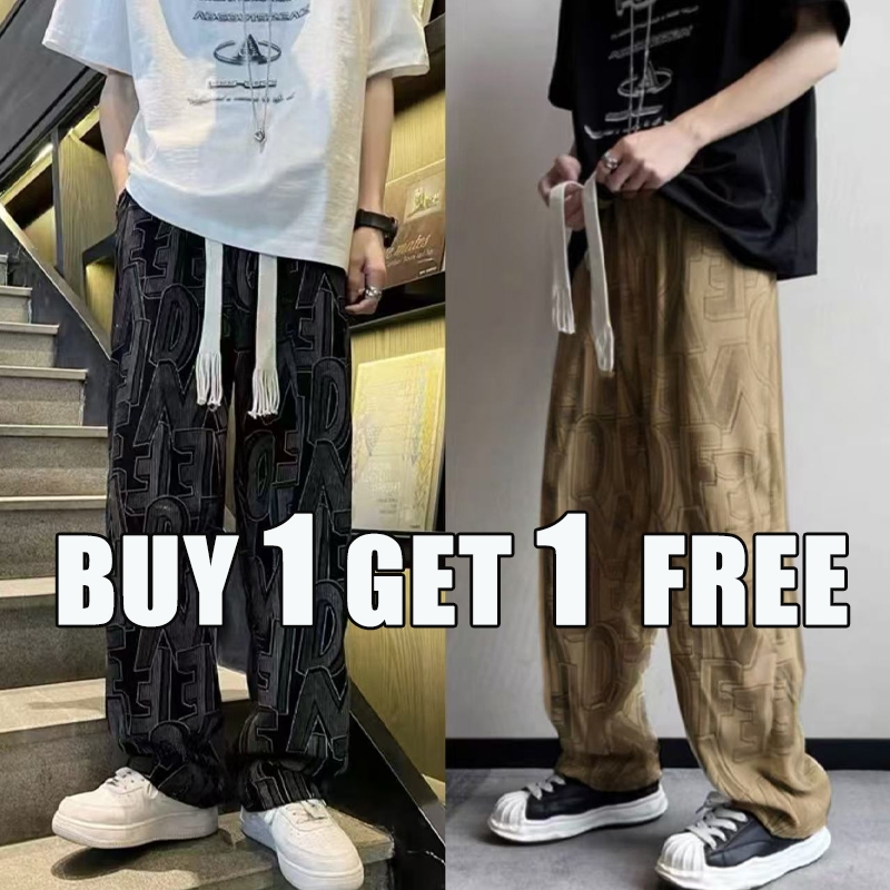 【BUY 1 TAKE 1】Korean Baggy Straight Cut Slacks Slocks Summer Trouser ...