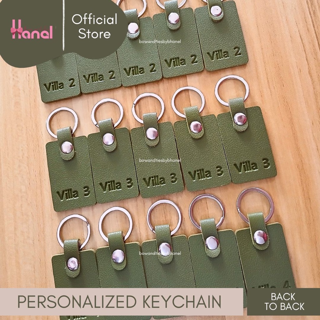 Personalized PU Leather Rectangle Keychain ( Back to back ...