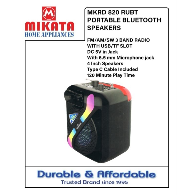 MIKATA 500w Portable rechargeable Bluetooth Speakers MKRD-820RUBT ...
