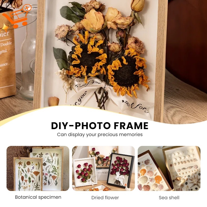 Wooden Hollow Three-Dimensional Creative Photo Frame DIY plant shell ...
