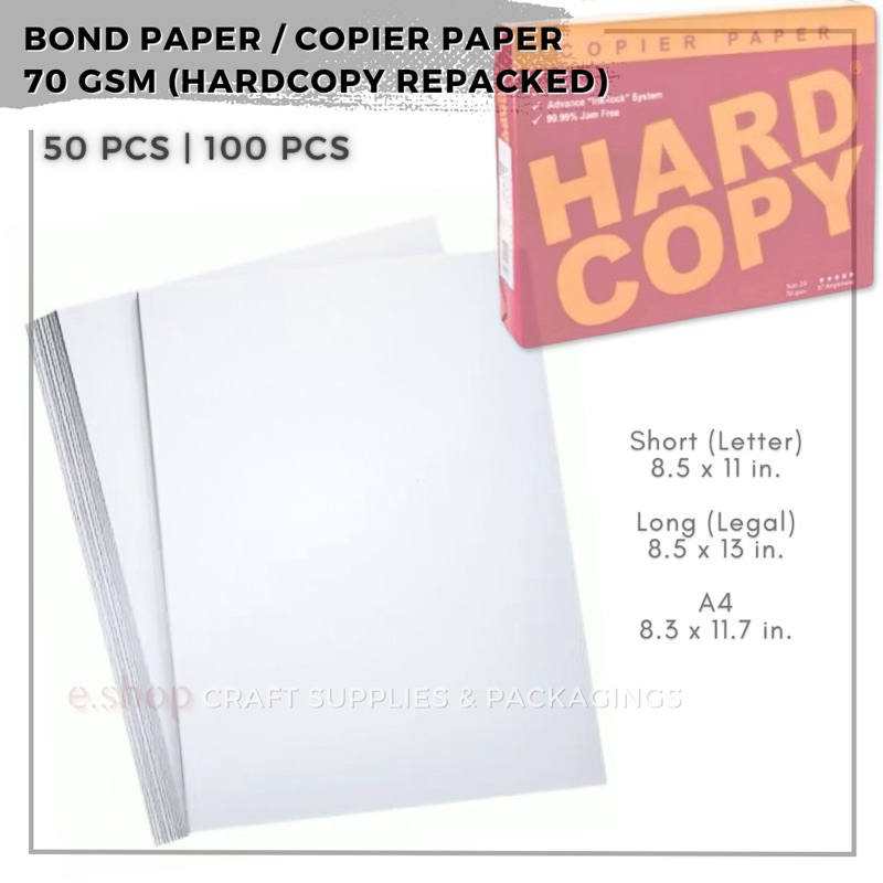 [50/100pcs] Bond Paper HARD COPY Letter | A4 | Legal | Shopee Philippines