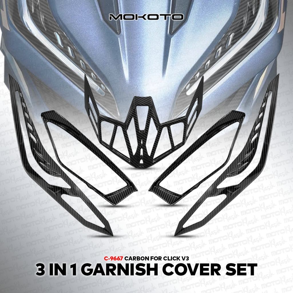 HONDA CLICK V3 3IN1 GARNISH SET COVER GLOSSY CARBON/BLACK FOR HONDA ...