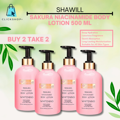 Shawill Cosmetics Sakura Niacinamide Body Lotion Care 500ml Whitens Moisturize | Shopee Philippines