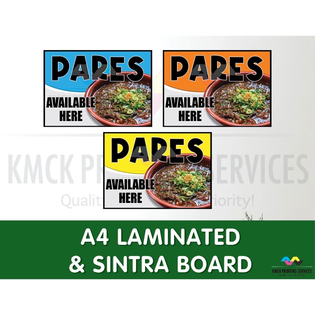 Pares Available Here Signages Laminated | Sintra Board | Shopee Philippines