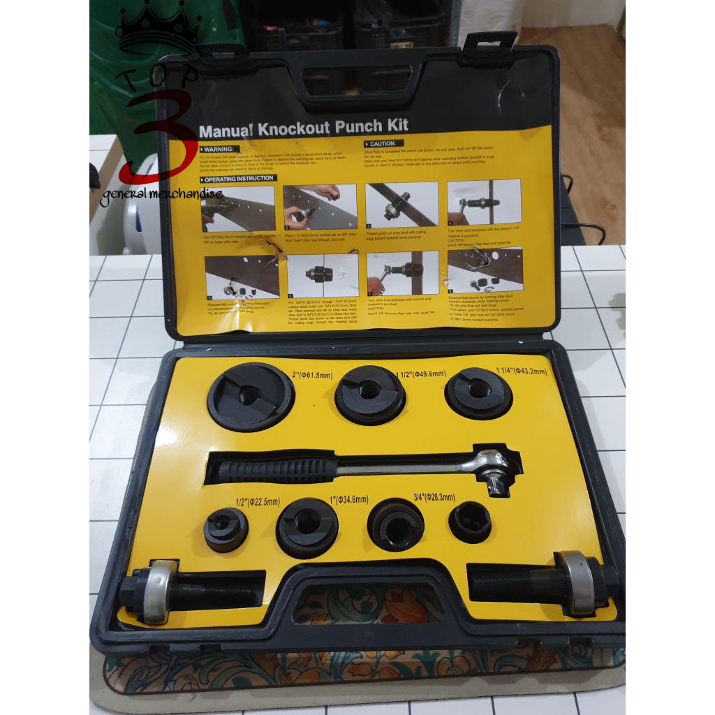 Manual Knockout Puncher Set 1/2" to 2" Knock Out Punch Driver Kit Hand ...