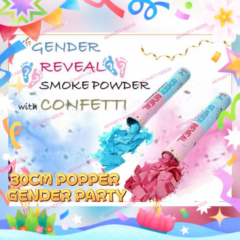 Gender Reveal Party Popper Pink/Blue 30cm Confetti Cannons Boy Or Girl ...