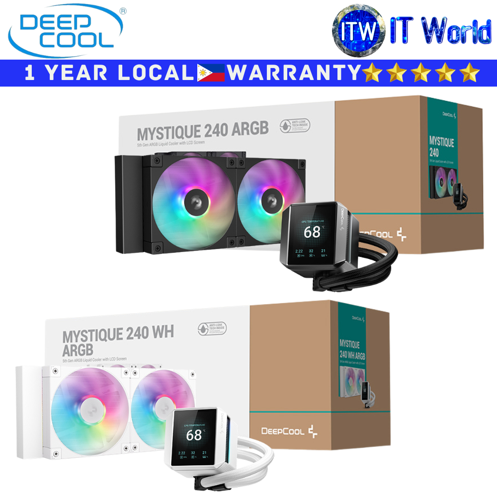 Itw | Deepcool CPU Cooler Fan Mystique 240 ARGB Liquid Cooler with LCD ...