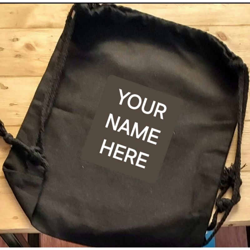 13inx16in Black Canvas Drawstring Bag String Backpack With Customized ...