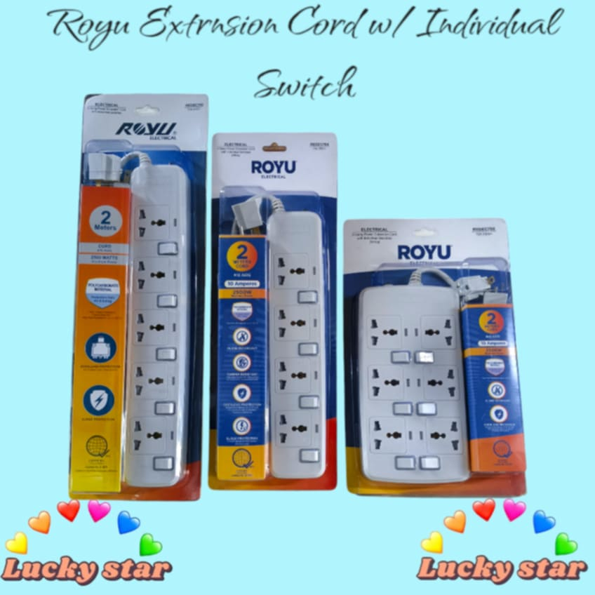 ROYU Extension Cord with Individual Switch 4, 5, 6 Gang | Shopee ...