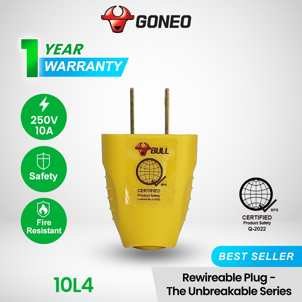 GONEO Unbreakable Plug fire resistant high wattage capacity GNTP-10L4 | Shopee Philippines