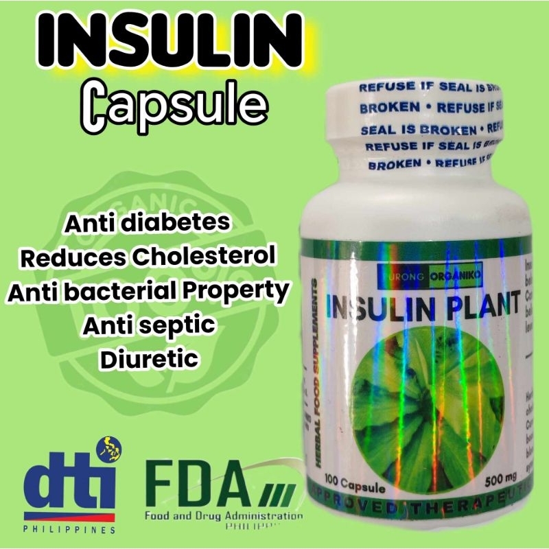 PURE INSULIN PLANT CAPSULES (100 CAPSULES) ANTI DIABETES | Shopee ...