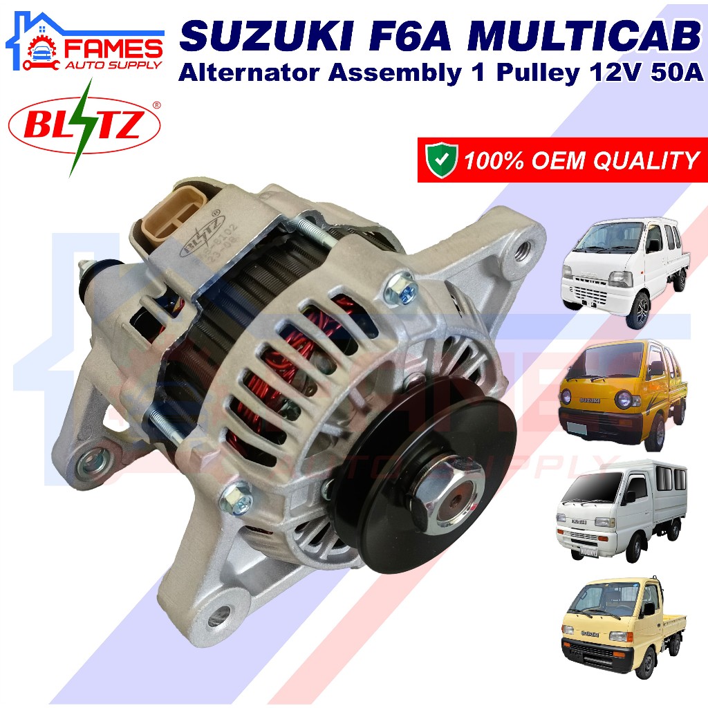 Suzuki F6A Multicab Alternator Assembly 1 Pulley 12V 50A w/ Pump (BAS ...