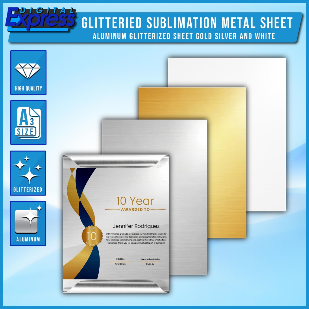 Sublimation A3 Size Metallic Sheet Gold & Silver for Plaque Awards ...