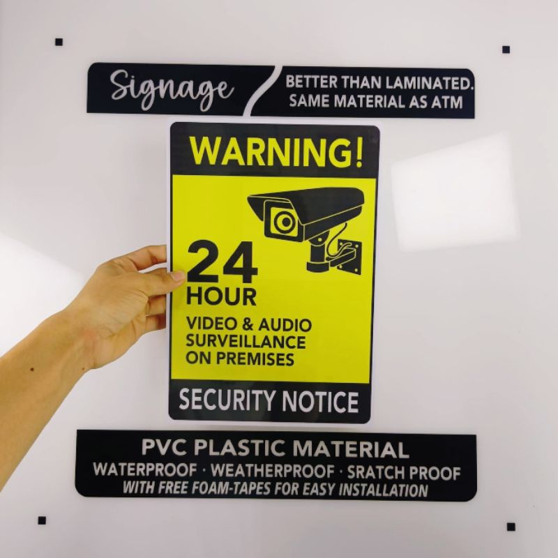 SIGNAGE - WARNING 24 HOUR VIDEO & AUDIO SURVEILLANCE - PVC PLASTIC ...