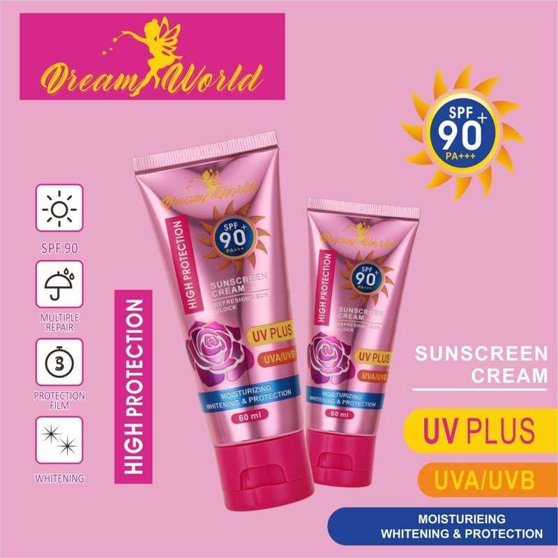 Dream world sunscreen cream spf 90+ high protection UV PLUS 60ml Skincare Facial Skin Repair ...