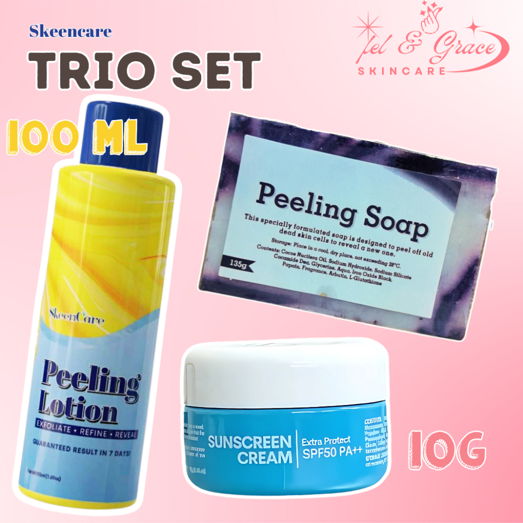 SkeenCare 3in1 Trio Peeling Lotion 100mL Sunblock Cream SPF 50 10g ...