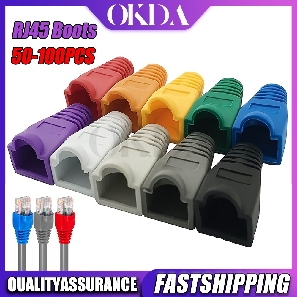 50PCS/100PCS RJ45 Rubber Boots for Cat5e Cat6 LAN Cable Connector ...