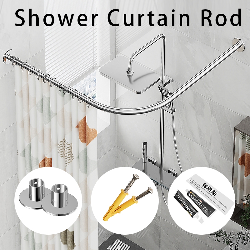 70/95/120/cm L Shape Shower Curtain Rod Stainless Steel Bathroom Rod ...
