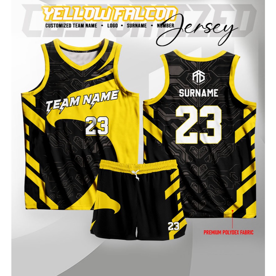 YELLOW FALCON FR CONCEPT BASKETBALL SANDO & SHORT FOR KIDS & ADULT FULL ...