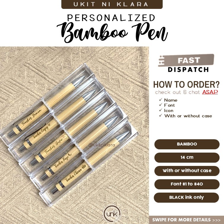 UNK - Bamboo Pen - Personalized | Ukit ni Klara | laser engrave wood ...