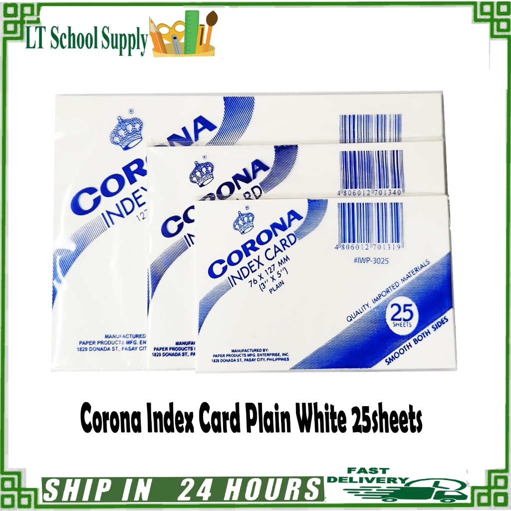 Corona Index Card Plain White 25sheets | Shopee Philippines