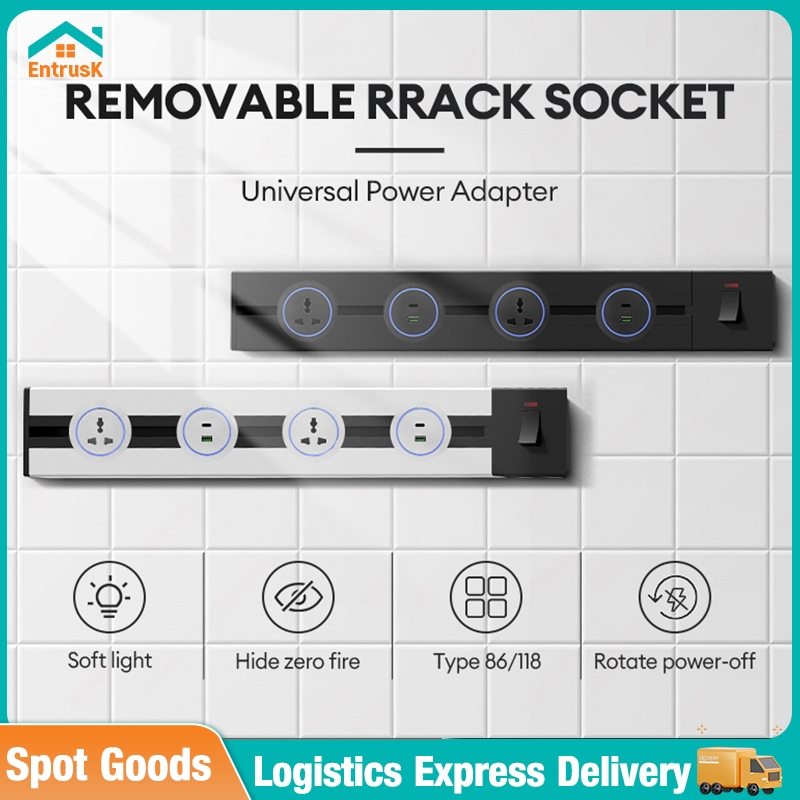 Wall Movable Power Track Socket Modern Universal Power Adapter Socket ...